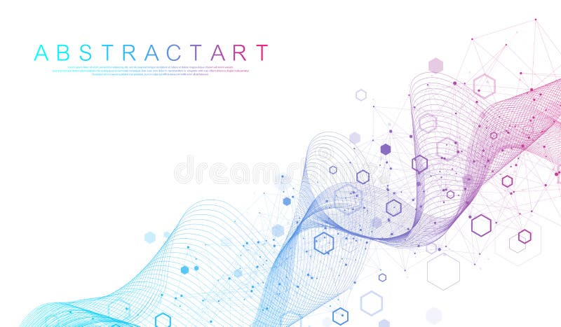 Technology Abstract Lines and Dots Connect Background with Hexagons ...