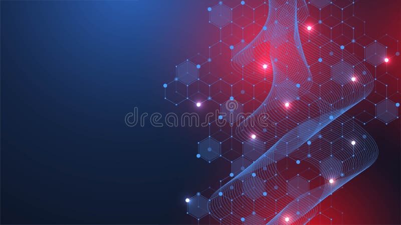Technology Abstract Lines and Dots Connect Background with Hexagons ...