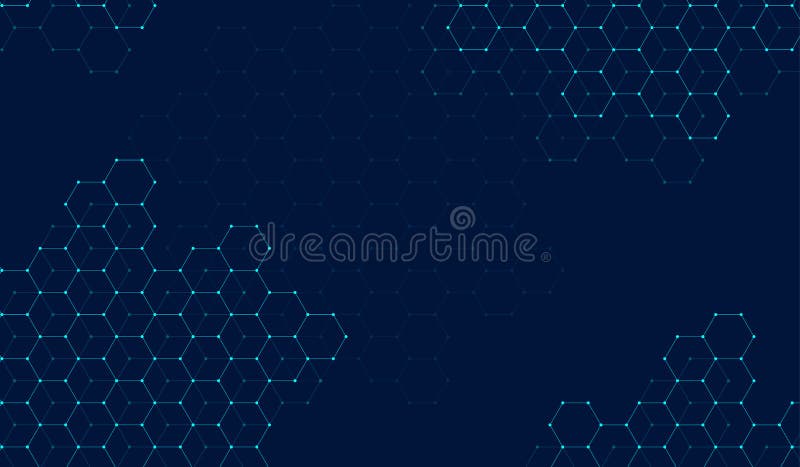 Technology Abstract Lines and Dots Connect Background with Hexagons ...