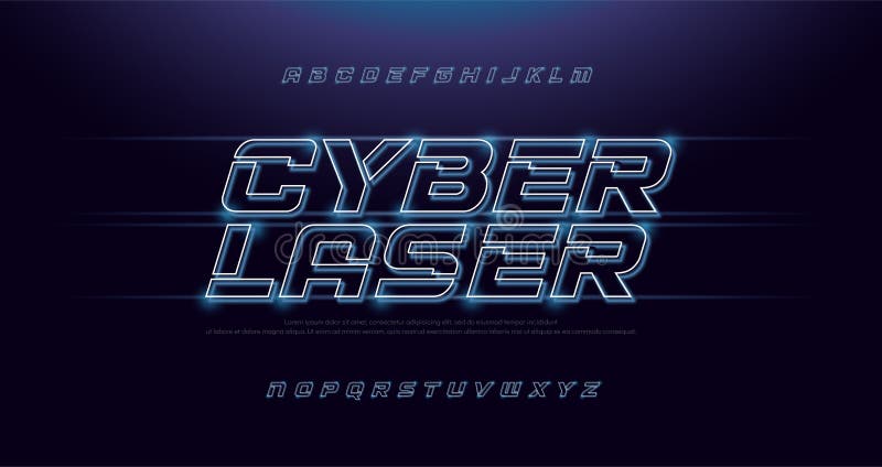 Technology Abstract Neon Font and Alphabet. Techno Effect Logo Designs ...