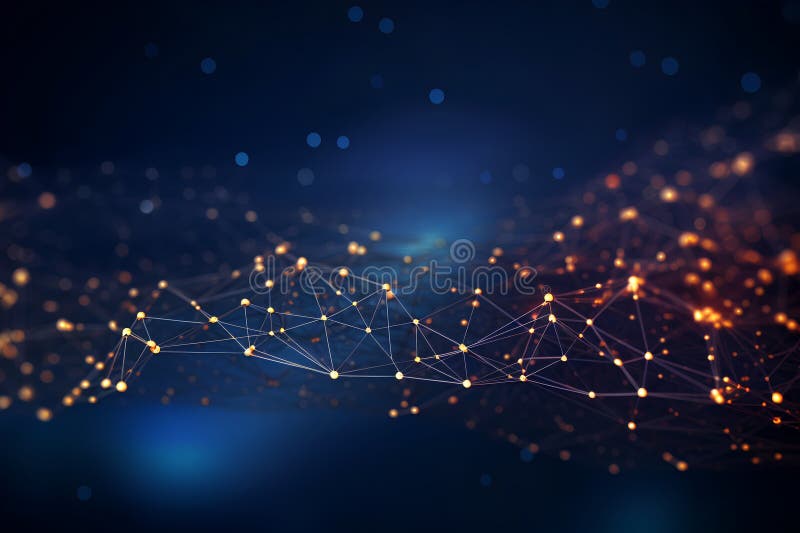 Technology Abstract Network with a Cyber Network Grid and Connected ...