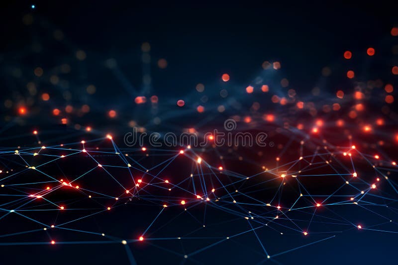 Technology Abstract Network with a Cyber Network Grid and Connected ...