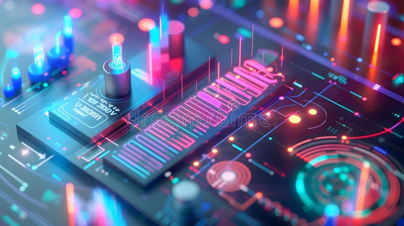 Technology Adoption Analysis Digital Icon and Trend Stock Illustration ...