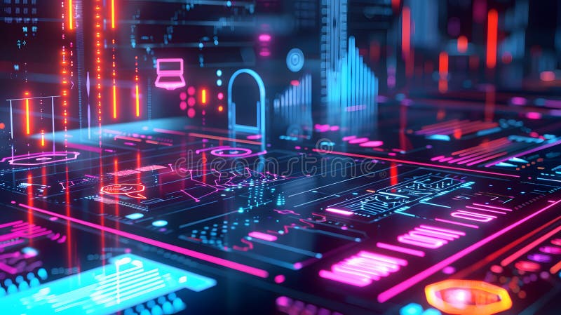 Technology Adoption Analysis Digital Icons and Trend. Stock ...