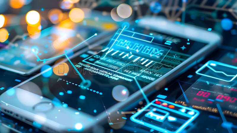 Technology Advances with Mobile Devices Displaying Data Analytics and ...