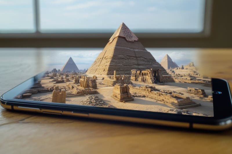 Technology and Ancient Wonders Blend As Pyramids Emerge from a Tablet ...