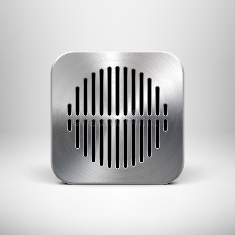 Technology App Icon with Metal Texture for Ui Stock Vector ...