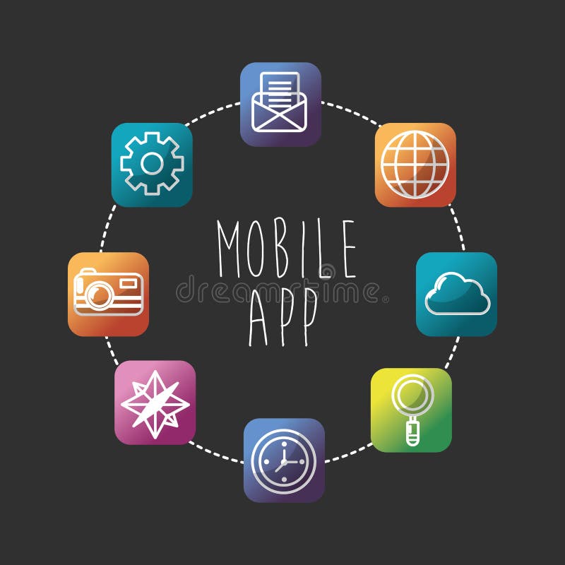 Technology Apps Connection Media Server Stock Vector - Illustration of ...