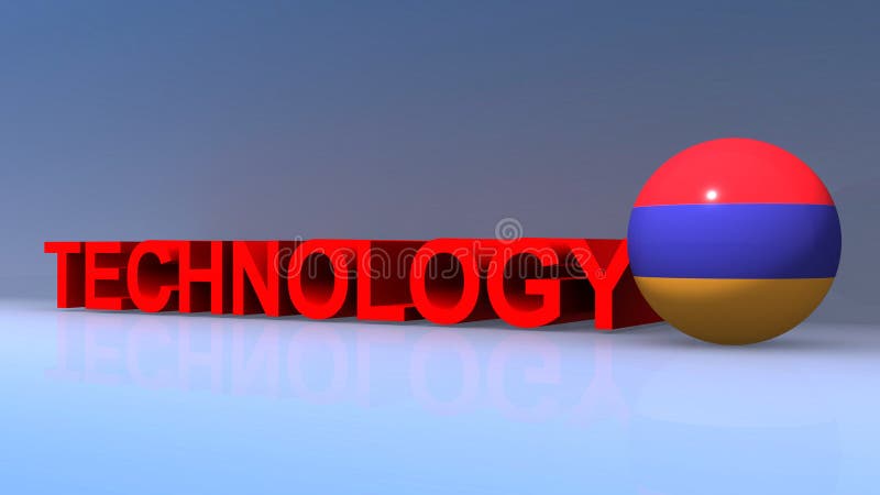 Technology with Armenia Flag on Blue Stock Illustration - Illustration ...