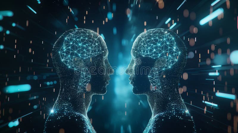 Human and Artificial Intelligence Interaction Concept. Artificial ...