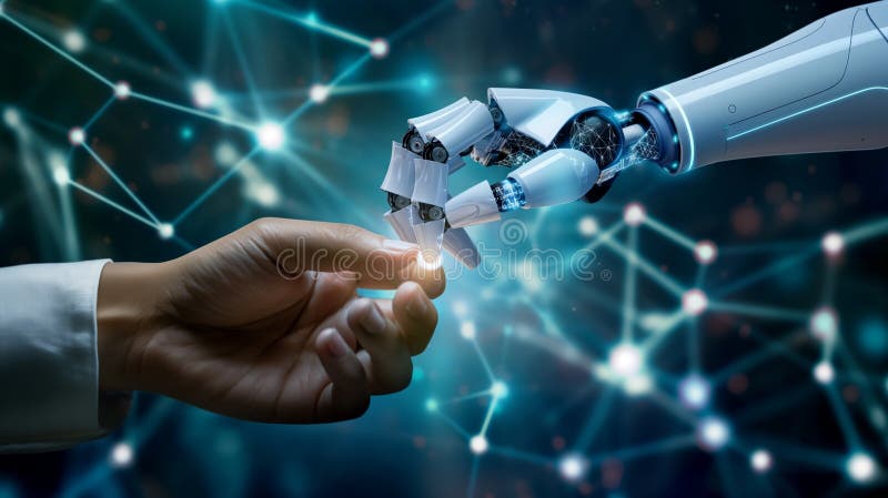 Human and Artificial Intelligence Interaction Concept. Artificial ...