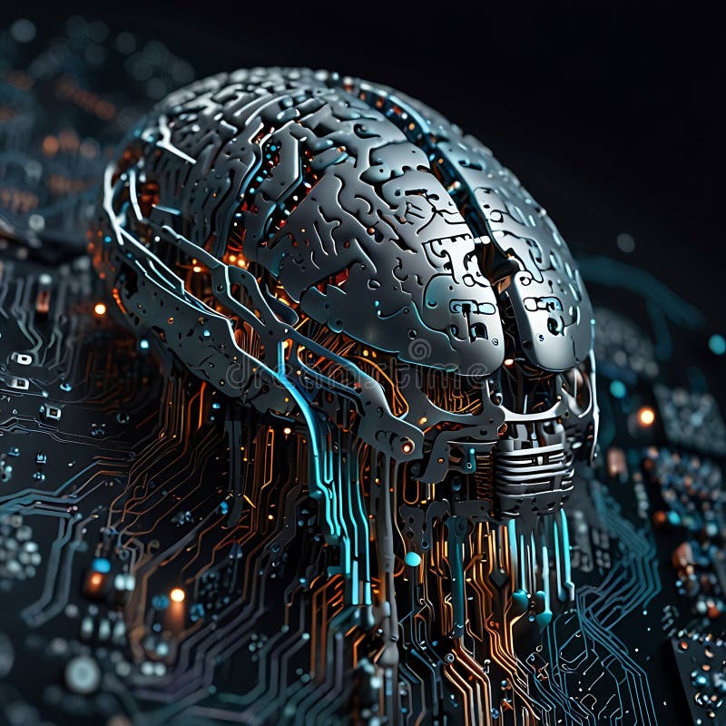 Technology Artificial Intelligence Concept. a Humanoid Head with Neural ... Technology Artificial Intelligence Concept. a Humanoid Head with Neural ...