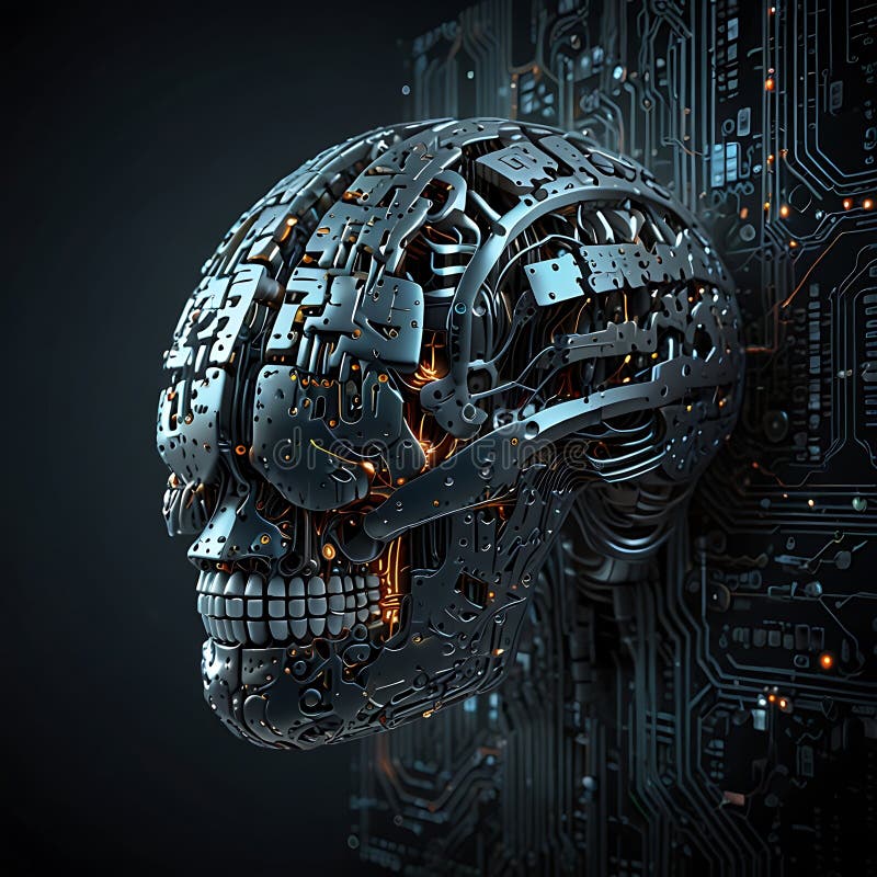 Technology Artificial Intelligence Concept. a Humanoid Head with Neural ... Technology Artificial Intelligence Concept. a Humanoid Head with Neural ...