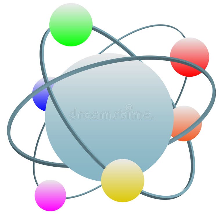 Technology Atom Symbol Colorful Electrons in Orbit Stock Vector ...