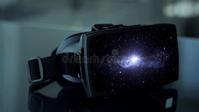 Vr Headset with Virtual Space Animation Stock Footage - Video of purple ...