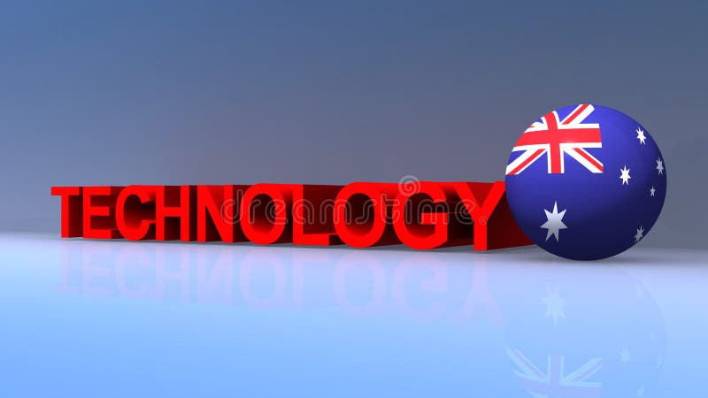 Technology with Australia Flag on Blue Stock Illustration ...