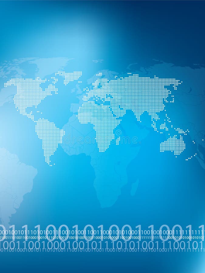Abstract Binary Code World Map Stock Illustration - Illustration of futuristic, world: 40225245