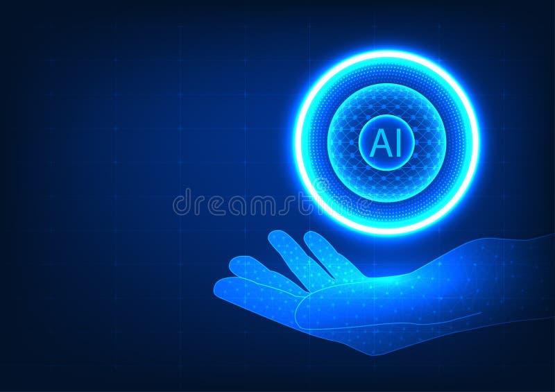 Technology Background Artificial Intelligence on Hand Represents Human ...