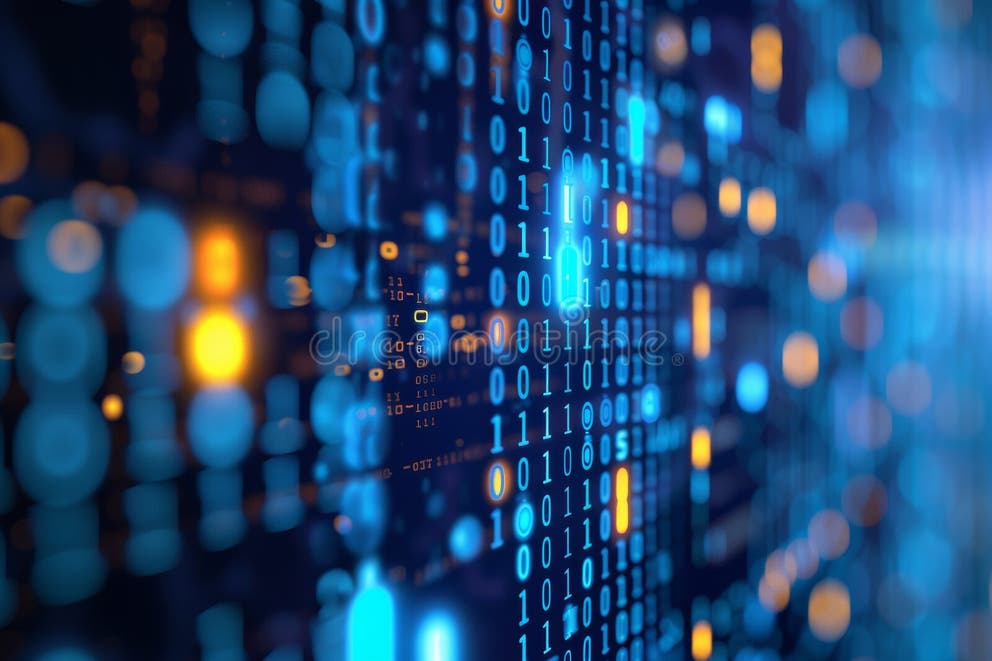 Technology Background with Binary Code, Big Data, Data Transfer, and Information Security Stock ...