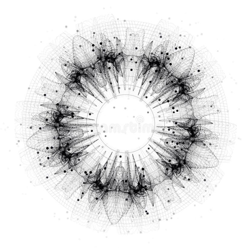 Technology Background in Black with Random Particles and Circles Stock ...