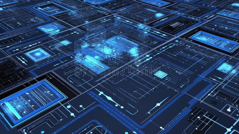 Technology Background with Blue Neon Light Stock Illustration ...