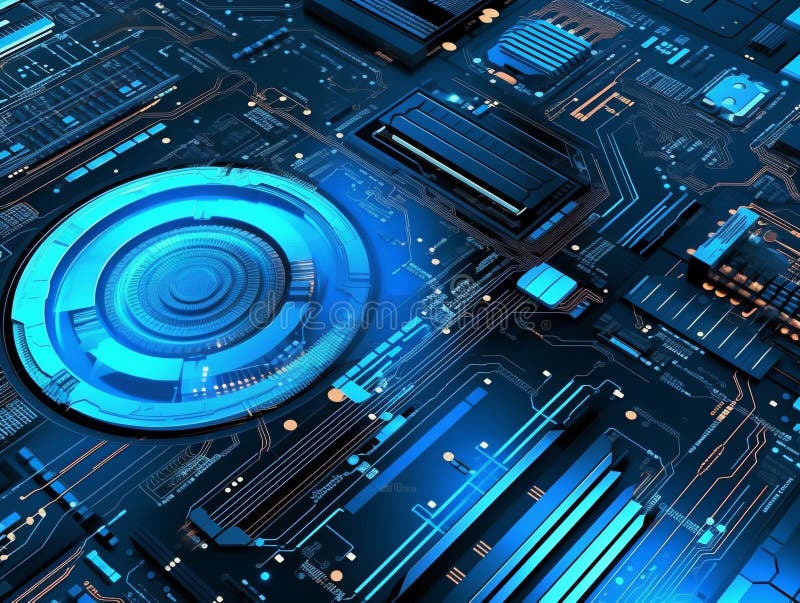 Technology Background with Blue Neon Light Stock Illustration ...