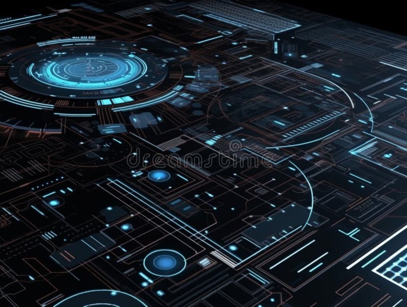 Technology Background with Blue Neon Light Stock Illustration ...