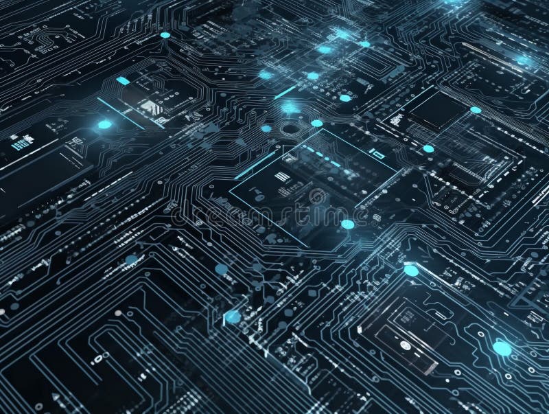 Technology Background with Blue Neon Light Stock Illustration ...