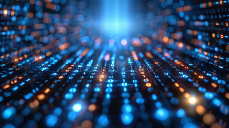 A Technology Background with Blue and Orange Dots Creates a Visually ...