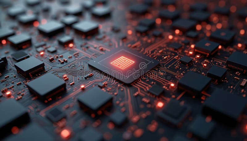 Technology Background. Circuit Board with Depth of Field, Black and ...