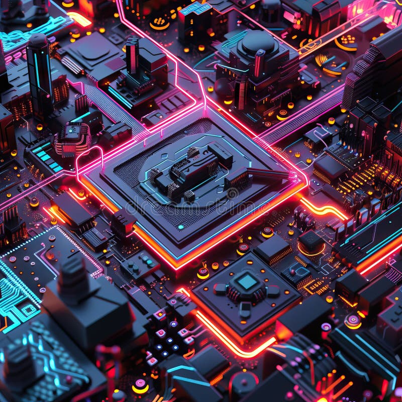 Technology Background with Computer Motherboard Circuit. Generative AI ...