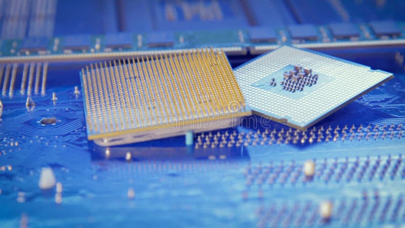 Technology Background with Computer Processors CPU Concept Blue Circuit ...