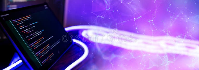 Technology Background. Computer Script. Programming Code Abstract Screen of Software Developer ...