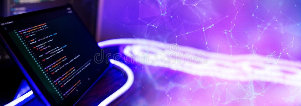 Technology Background. Computer Script. Programming Code Abstract Screen of Software Developer ...