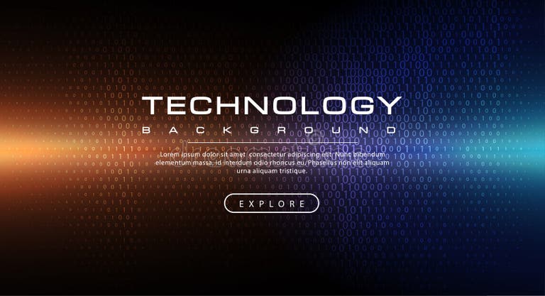 Technology Background Concept with Abstract Binary Code Text Light ...