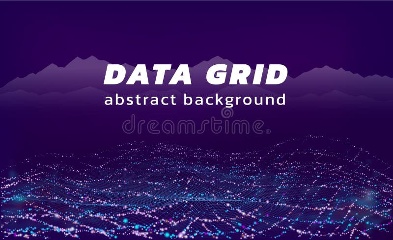 Technology Background. Data Stream and 3D Cyber Flow Visualization Mesh ...