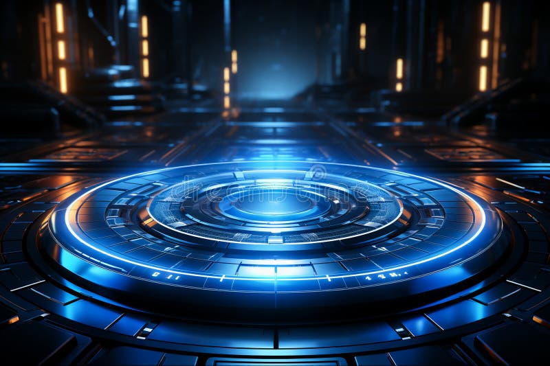 Technology Background with Design Neon, Generative Ai Stock ...