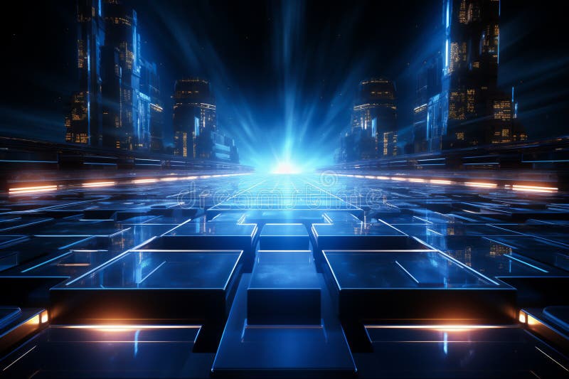 Technology Background with Design Neon, Generative Ai Stock ...