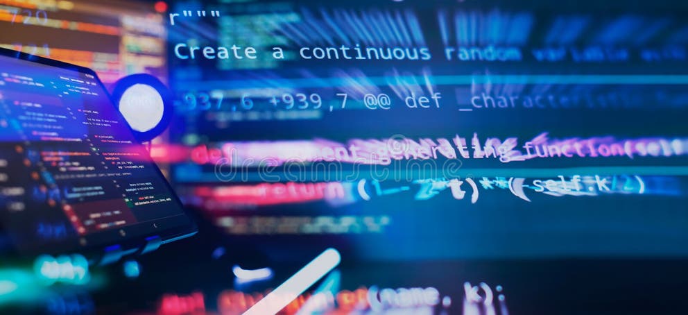 Technology Background. Development, Programming and Coding Technology Concept. a Programmer ...