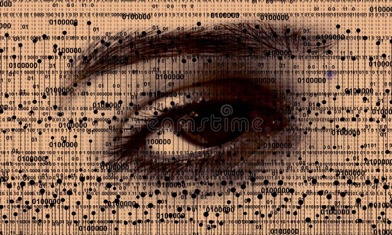 Eye Viewing Digital Information Represented by Ones and Zeros or Binary ...