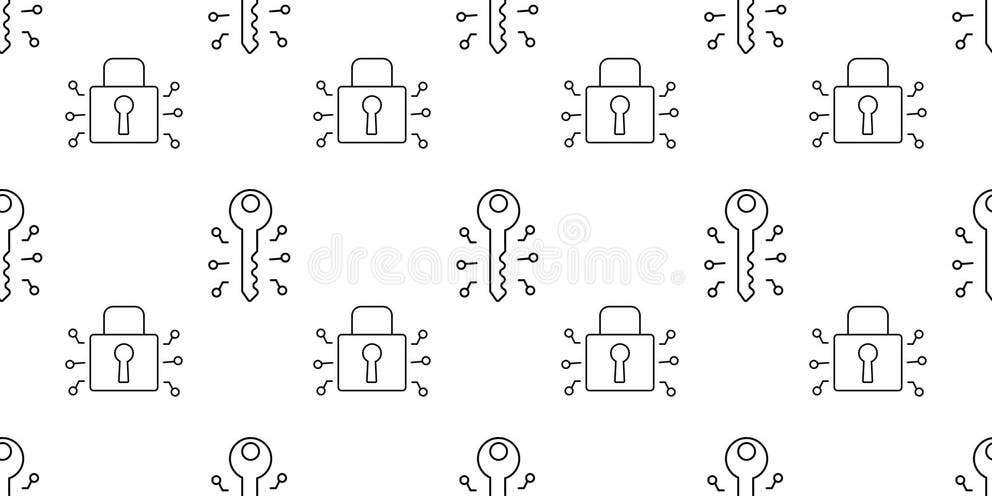 Technology Background Featuring Locks and Keys in a Repeated Pattern ...