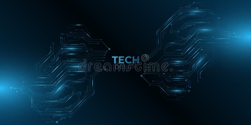 Technology Background with Glowing Circuit Computer Board. Light Effect. Big Data. Software. Hi ...