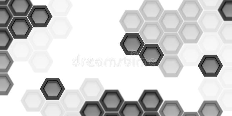 Technology Background Hexagon Abstract Black and White 3d Illustration ...