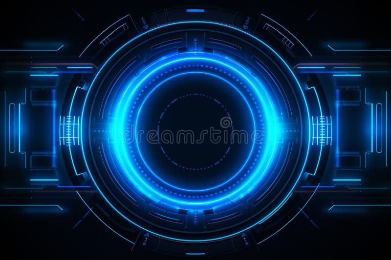 Technology Background with HUD Design and Blue Neon Color, Generated AI ...
