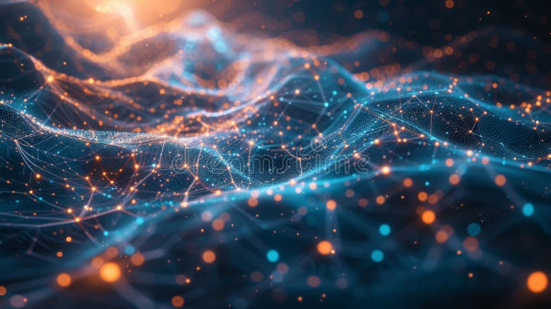 Technology Background with Interconnected Cyber Cells and Artificial ...