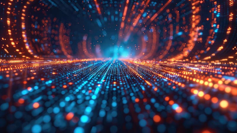 Technology Background with Line and Dot Particles Surface. Futuristic ...