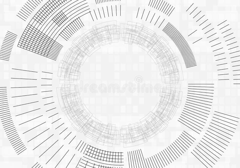Technology Background with Lines Circles Image Light Gray. Vector ...