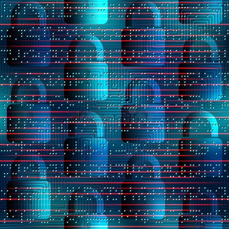 Technology Background with Locks and Red Lines Stock Vector ...