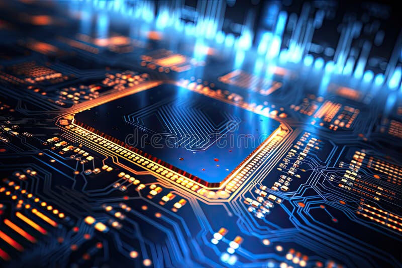 Technology Background with Macro Image of Microchip Circuit Stock ...