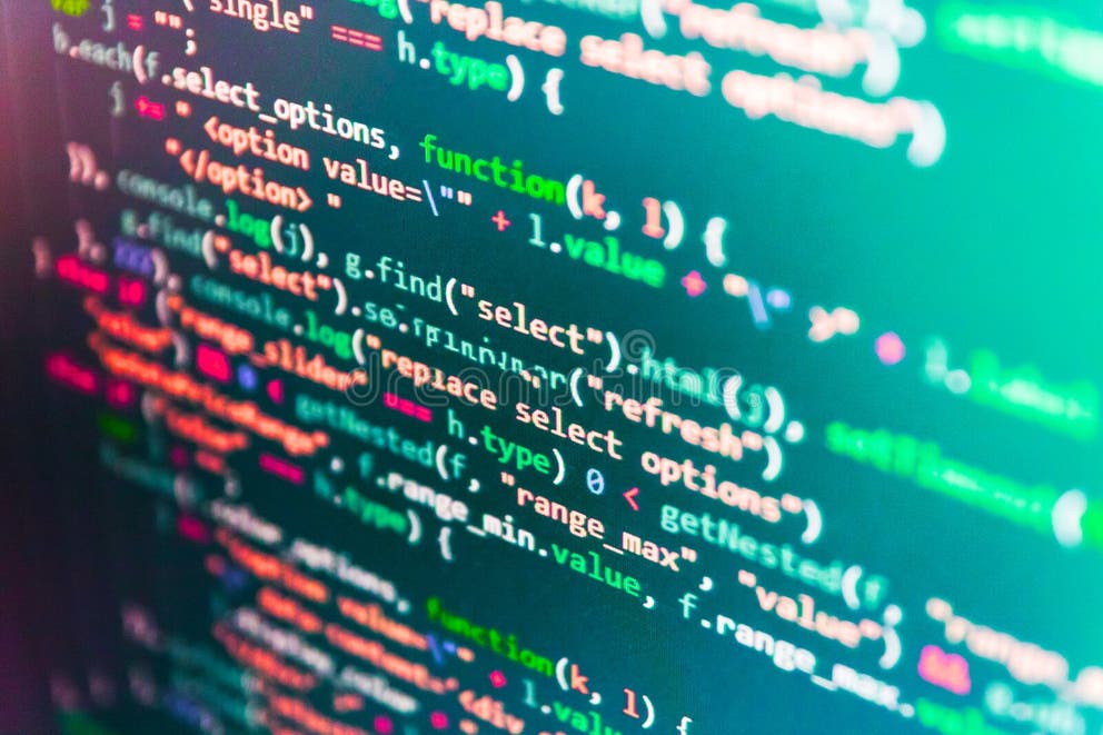 Technology Background. Monitor Closeup of Function Source Code. WWW ...